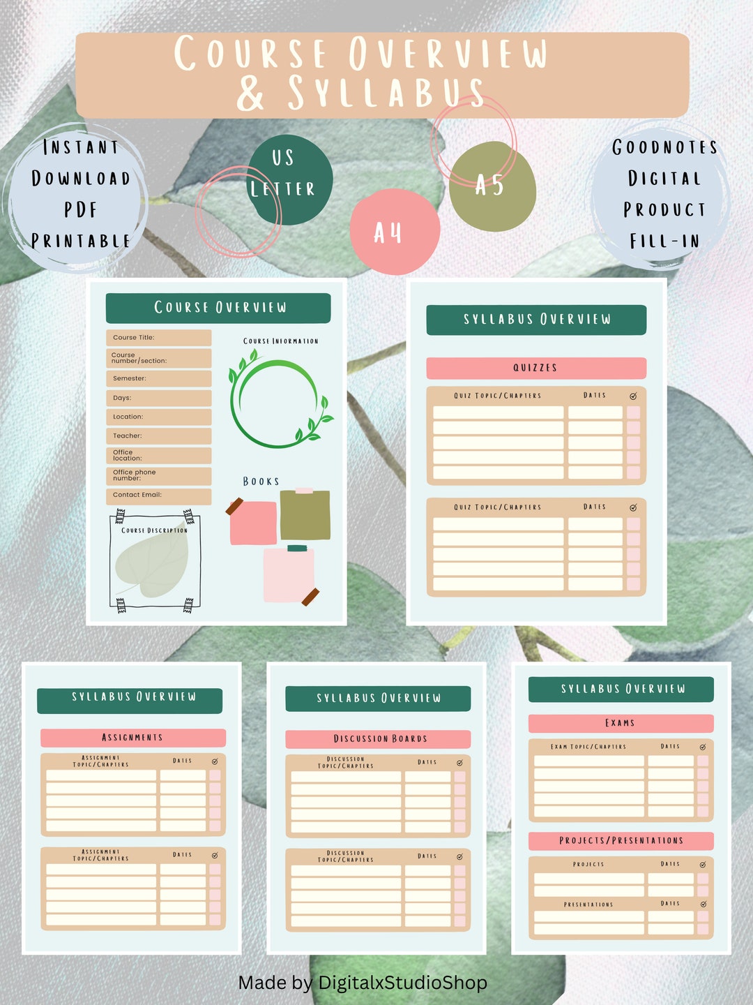 Course Overview, Course Planner, Course Tracker, Class Overview, Class ...