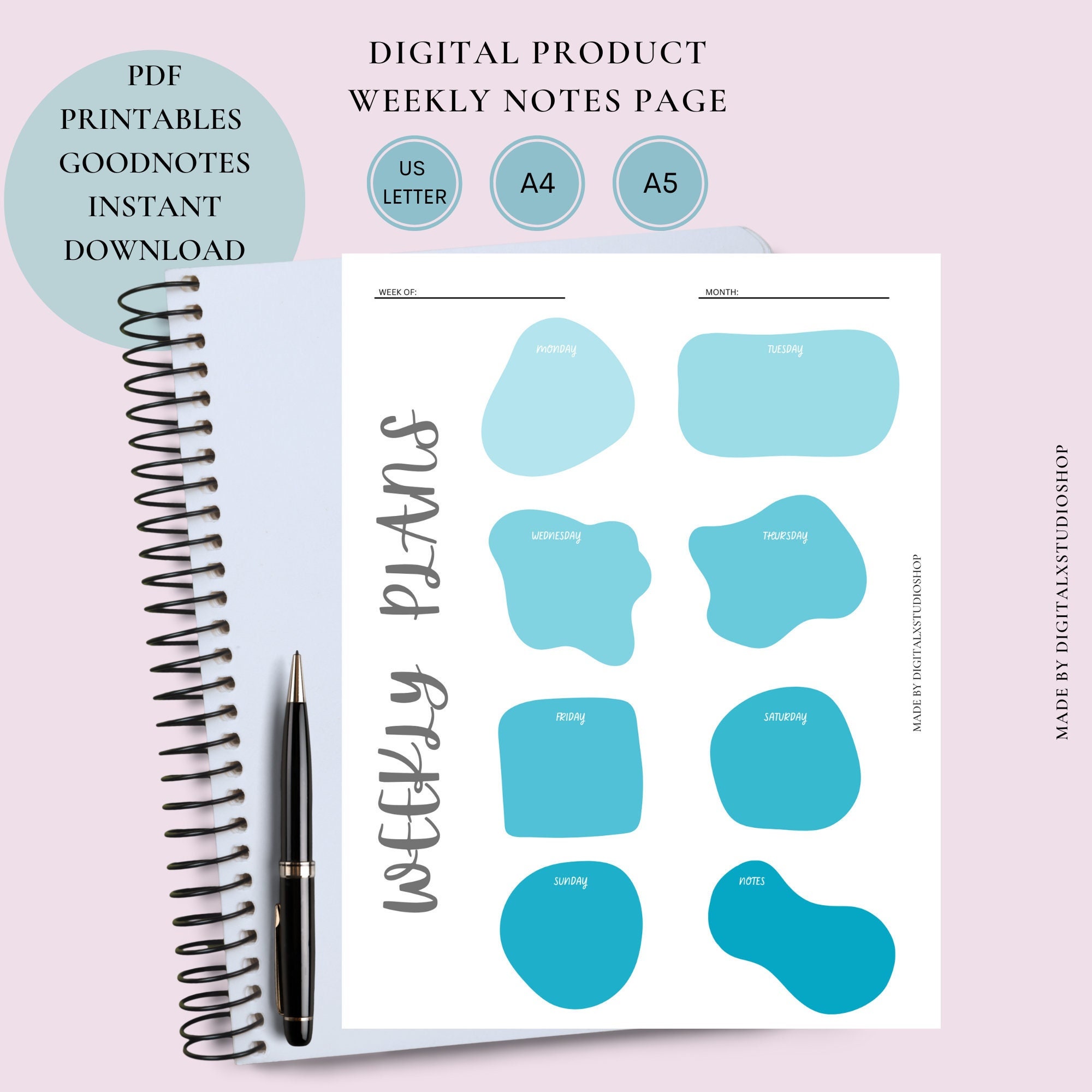 Weekly Notes Printable, Weekly Planner Printable, Instant Download ...