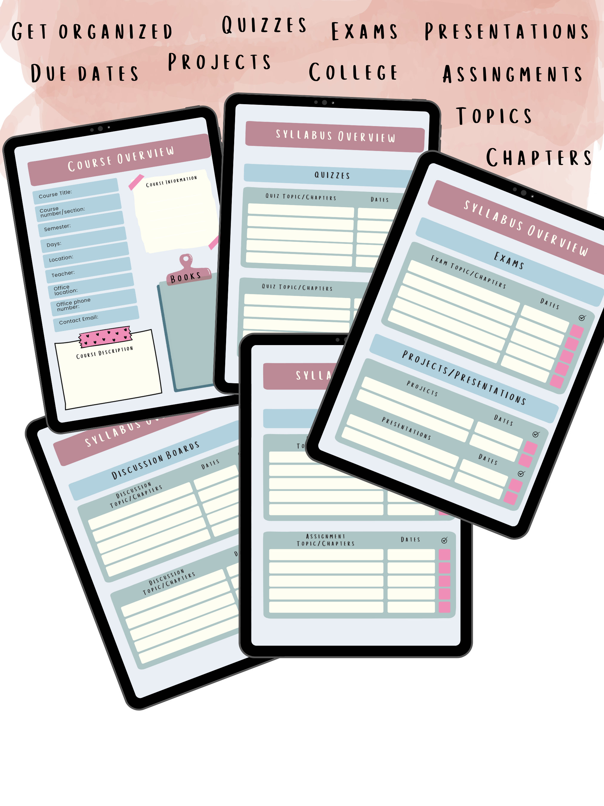 Course Overview, Course Planner, Course Tracker, Class Overview, Class ...