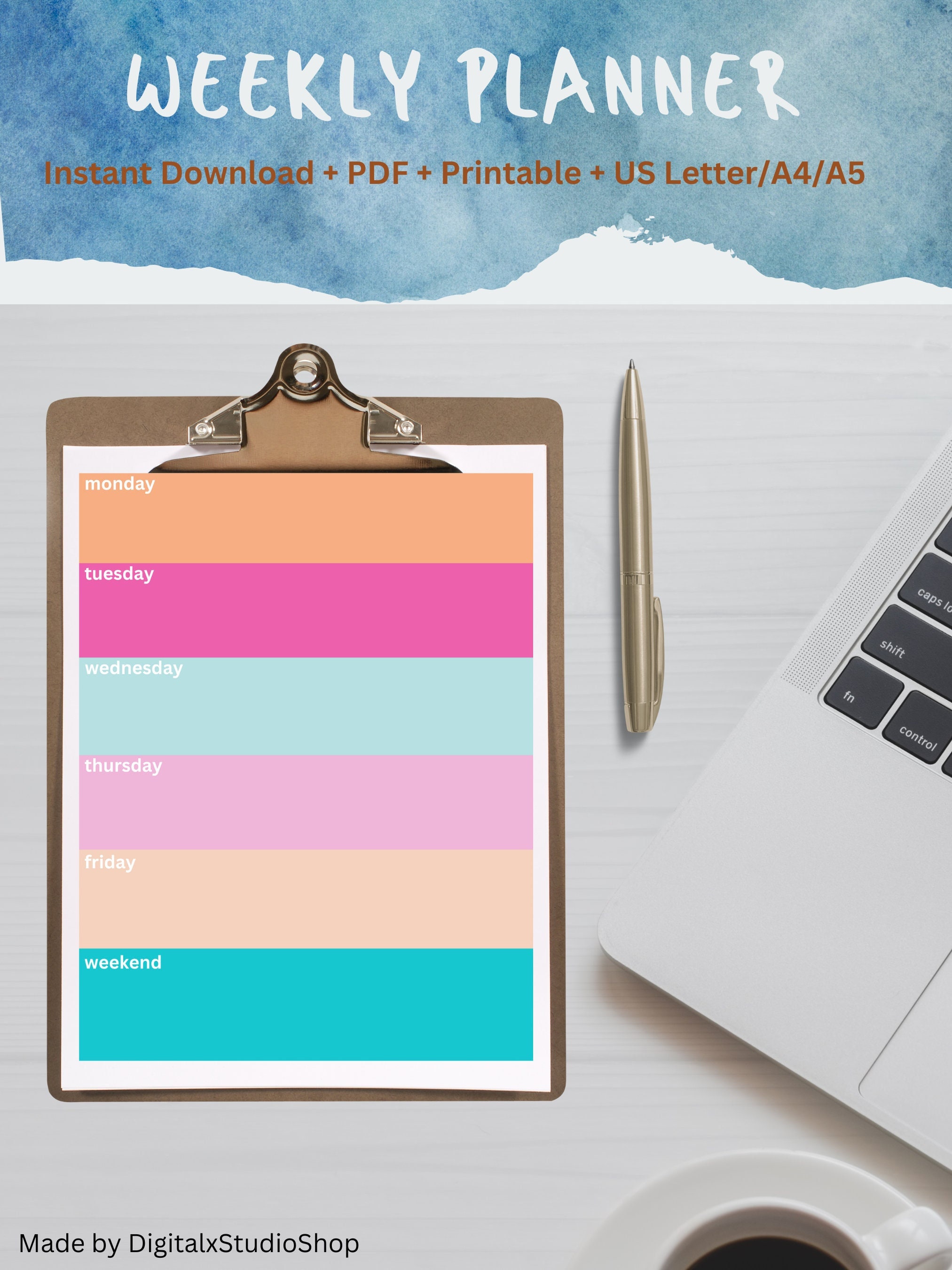 Weekly Planner Printable to Do List, Instant Download, Digital, Weekly ...