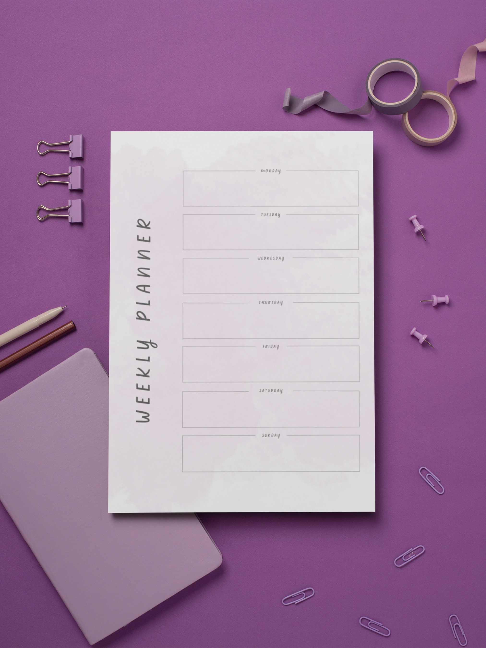 Weekly Planner Printable, Weekly Notes Printable, Digital Product, Note ...