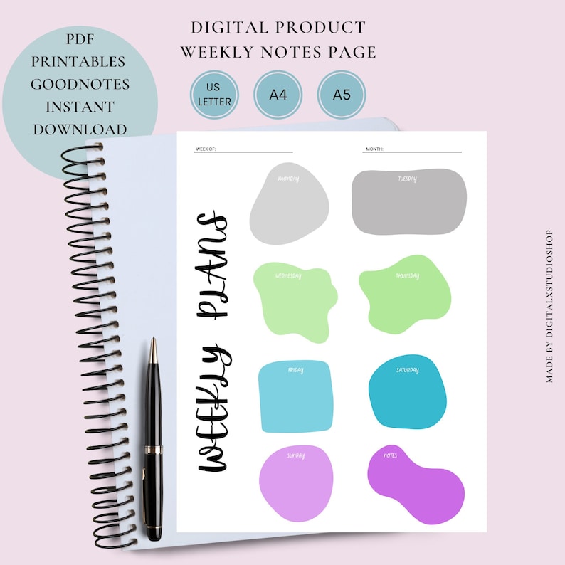 Weekly Notes Printable, Weekly Planner Printable, Instant Download ...