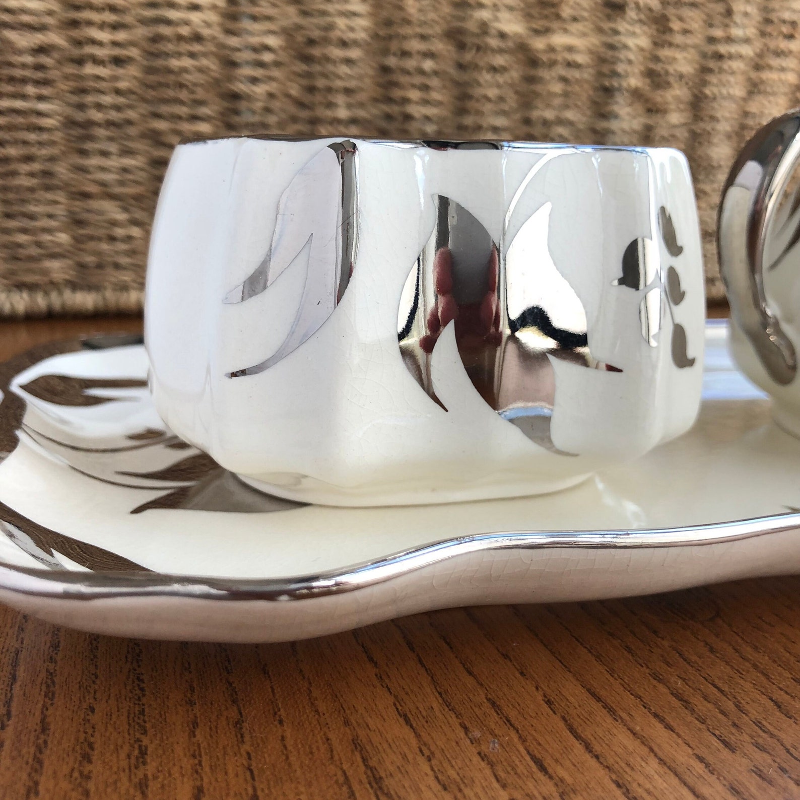 Lancaster Sandland, Silver Lusterware Cream & Sugar With Tray 1940s - Etsy
