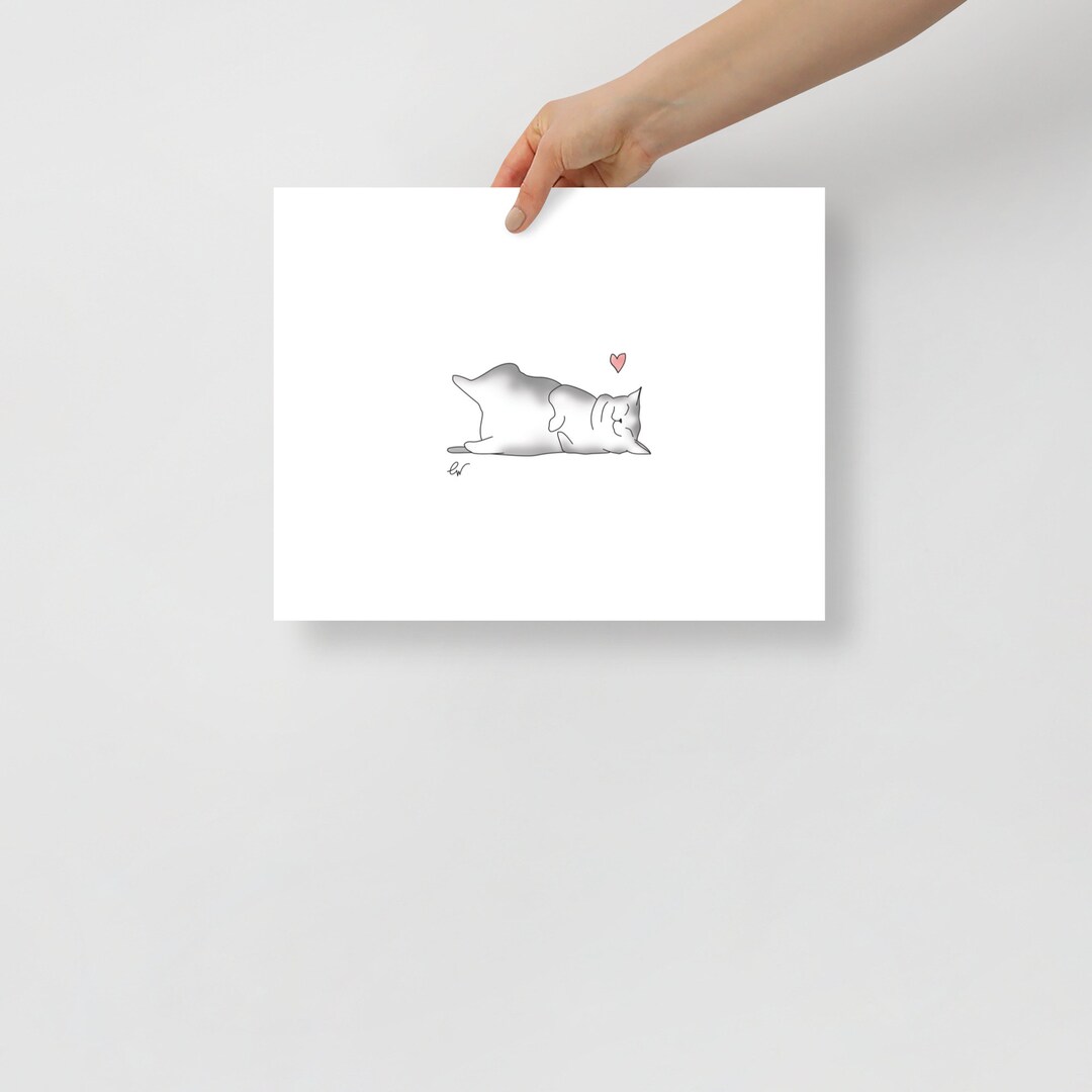 Fat Cat No. 3 - Wall Art Print - Sweet, With Heart - Etsy
