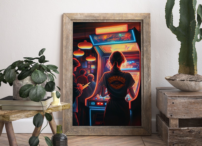 Vintage Girl in the 80's Arcade Wall Decor: Beautiful Lighting and ...