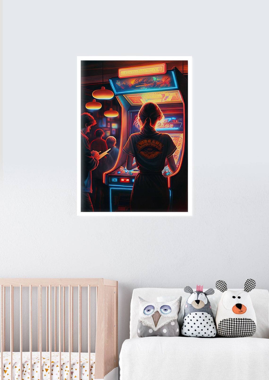 Vintage Girl in the 80's Arcade Wall Decor: Beautiful Lighting and ...
