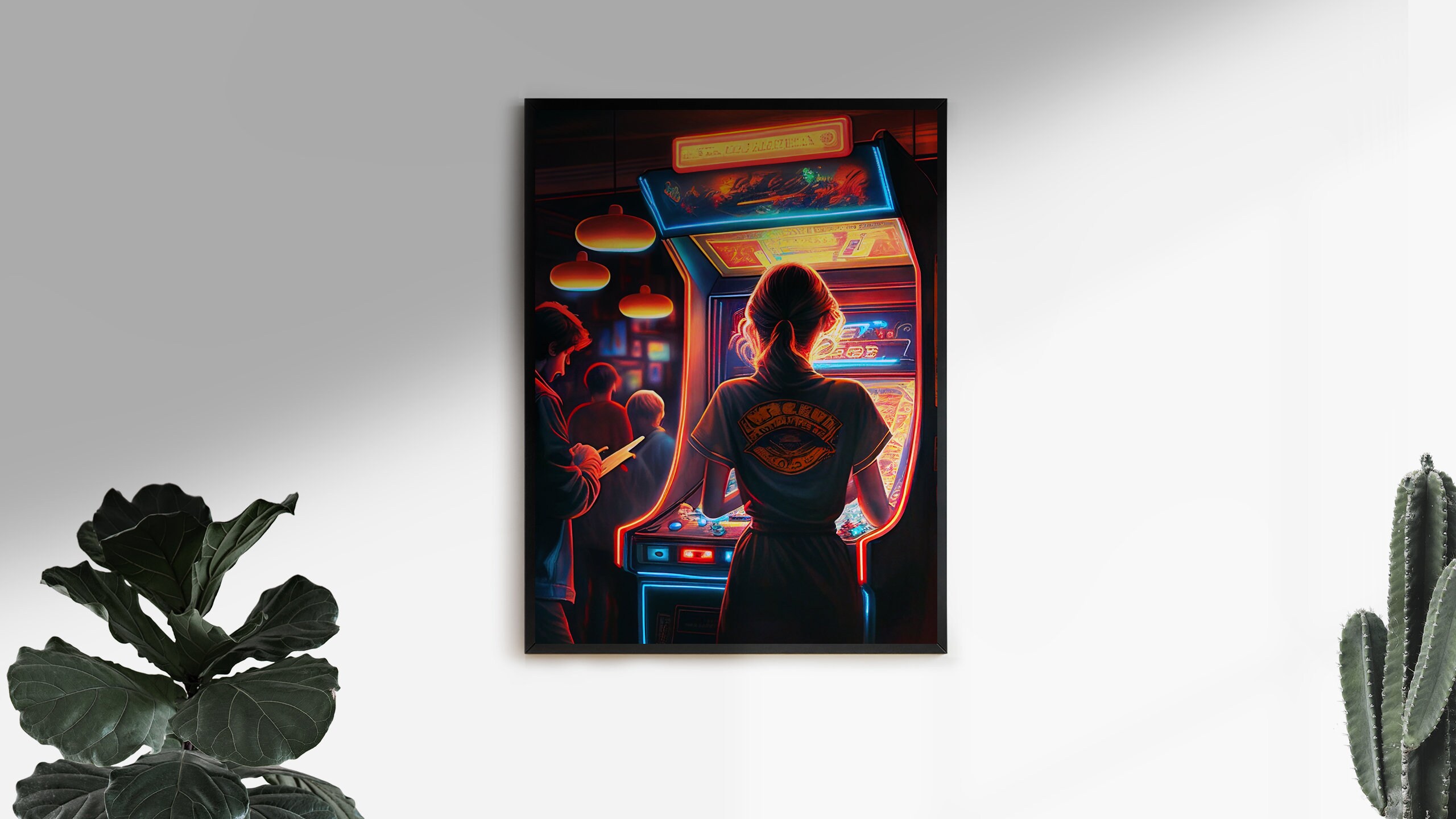 Vintage Girl in the 80's Arcade Wall Decor: Beautiful Lighting and ...