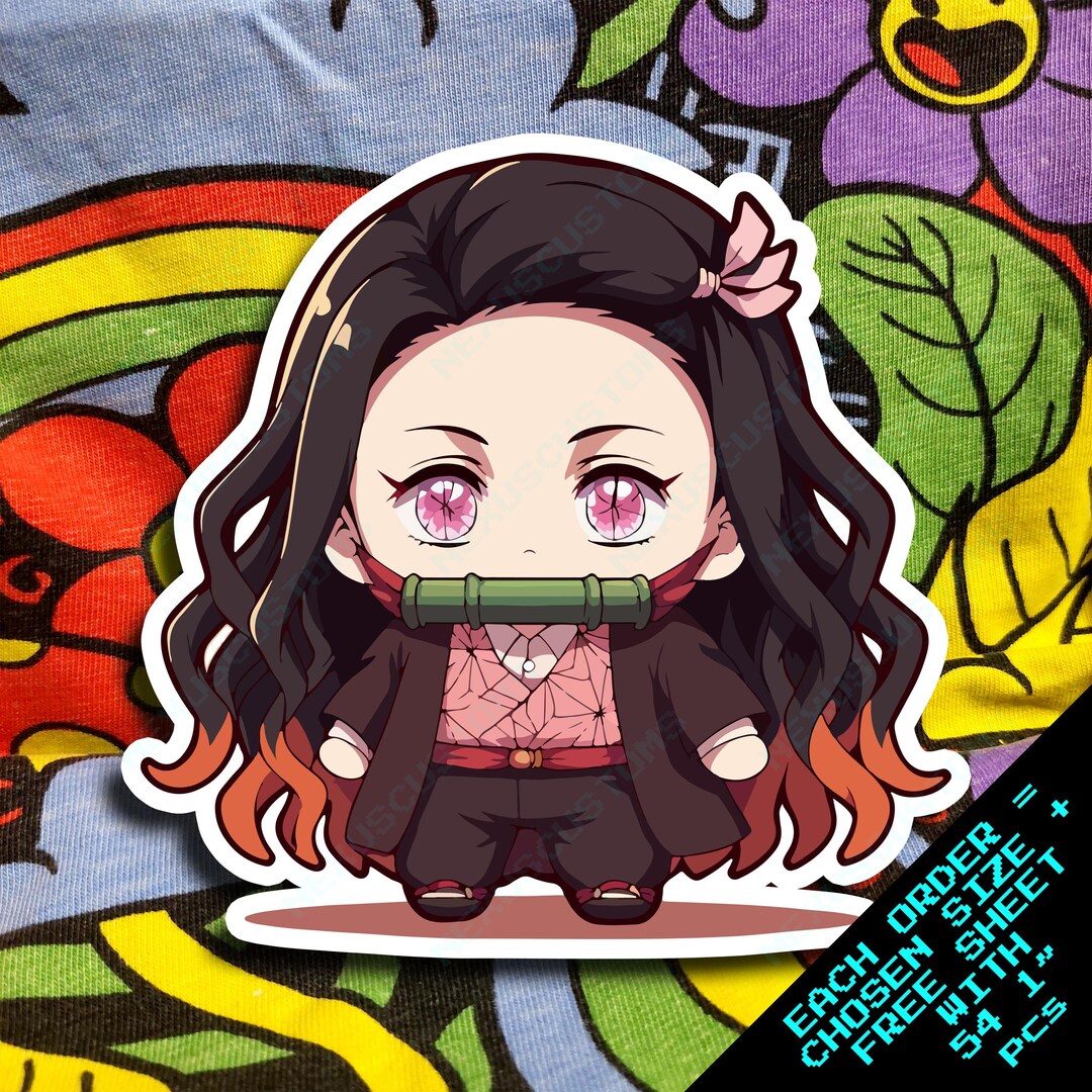 3 6pcs Demon Slayer Nezuko Sticker, Chibi Nezuko Stickers Kimetsu No ...