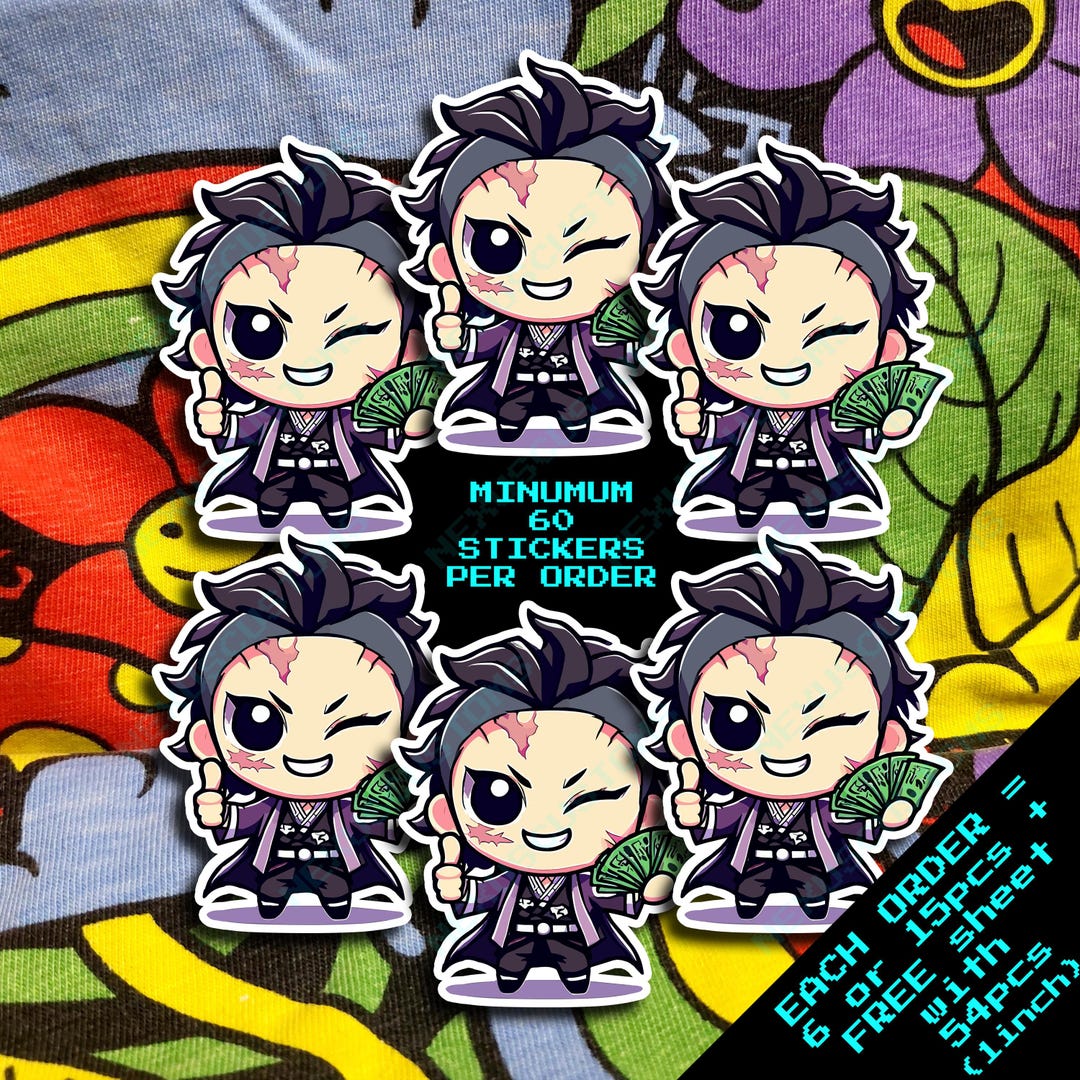 Pack of 60 Demon Slayer Genya Sticker, Chibi Genya Stickers Kimetsu No ...
