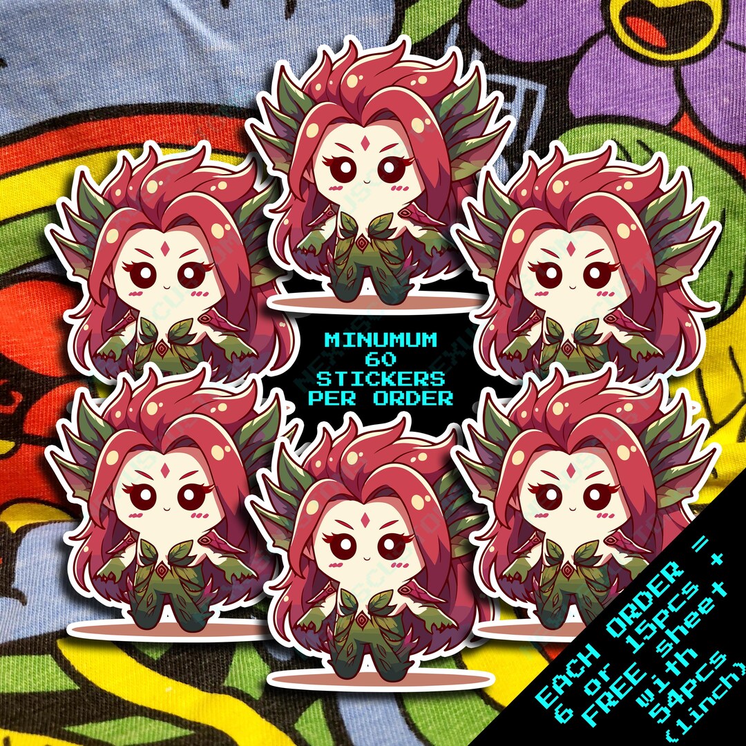 Pack of 60 Zyra Chibi Stickers, League of Legends Chibi Stickers League ...