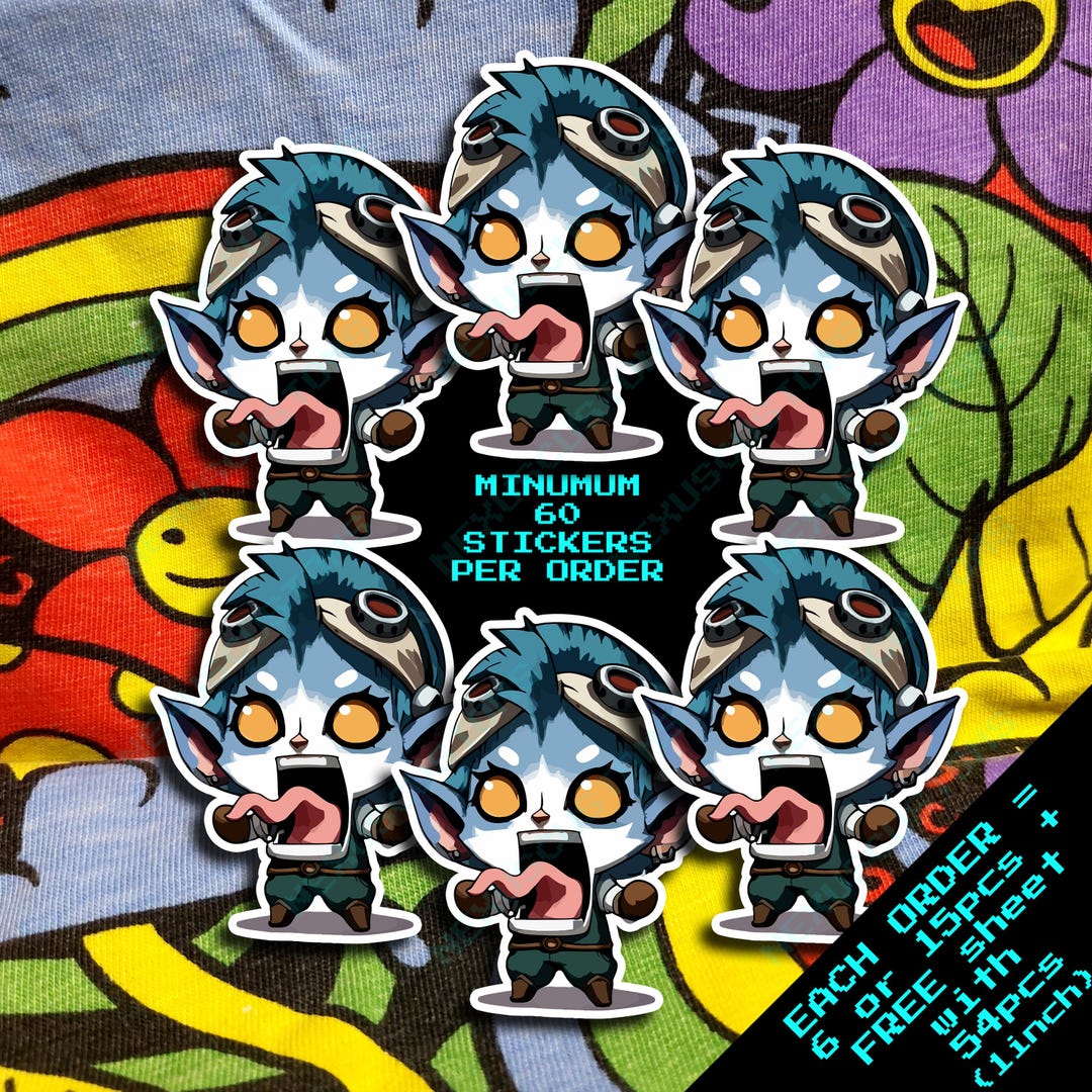 Pack of 60 Rumble Chibi Stickers, League of Legends Chibi Stickers ...
