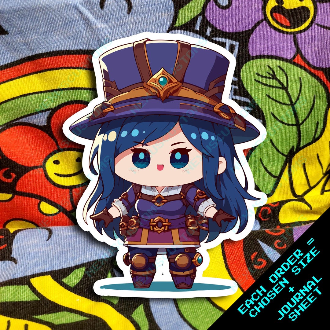 Pack of 6 Caitlyn Chibi Sticker League of Legends Chibi Stickers League ...
