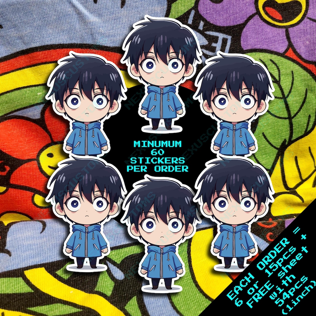 Pack of 60 Sung Jin Woo Chibi Stickers, Solo Leveling Decal, Shadow ...