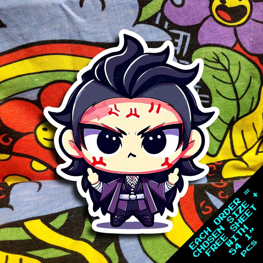 3 6pcs Demon Slayer Genya Sticker, Chibi Genya Stickers Kimetsu No ...
