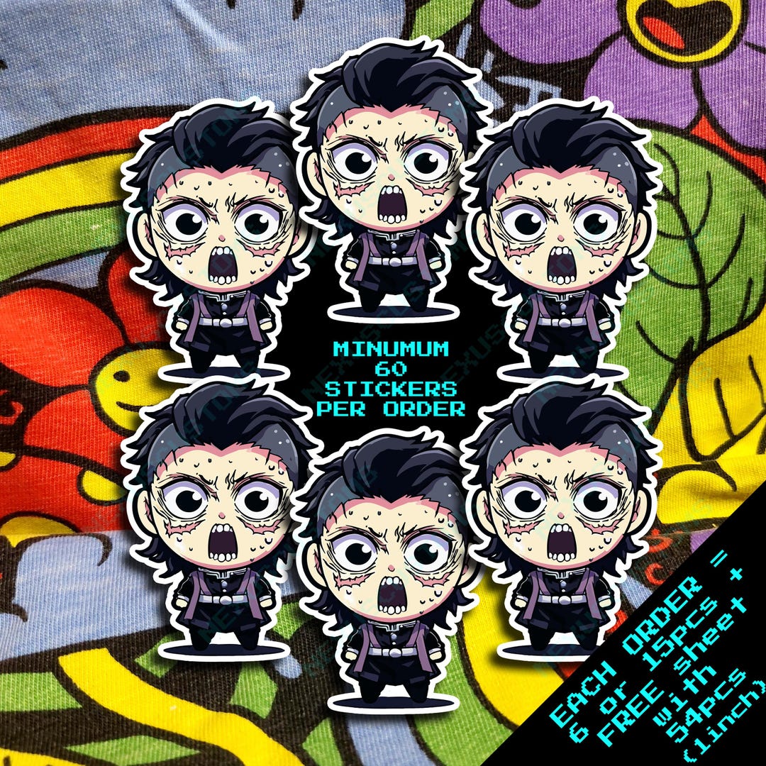 Pack of 60 Demon Slayer Genya Sticker, Chibi Genya Stickers Kimetsu No ...