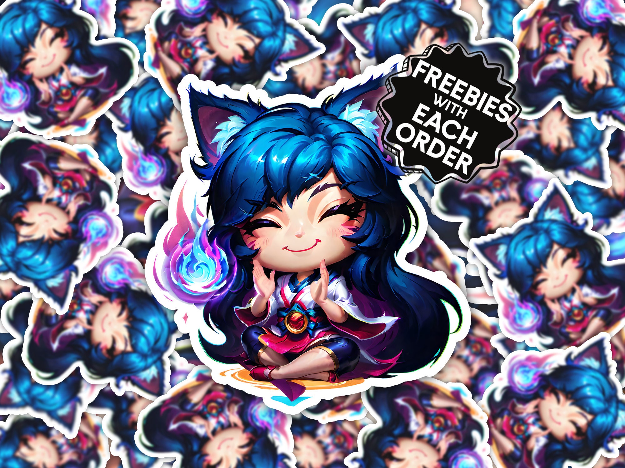 18x Chibi Ahri Sticker League of Legends Vinyl Stickers Anime Style ...
