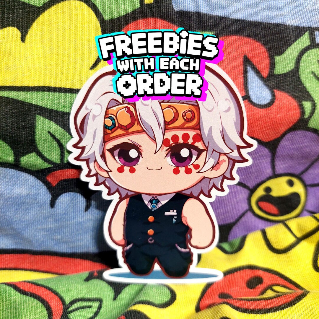 3 6pcs Demon Slayer Tengen Sticker, Chibi Tengen Stickers Kimetsu No ...