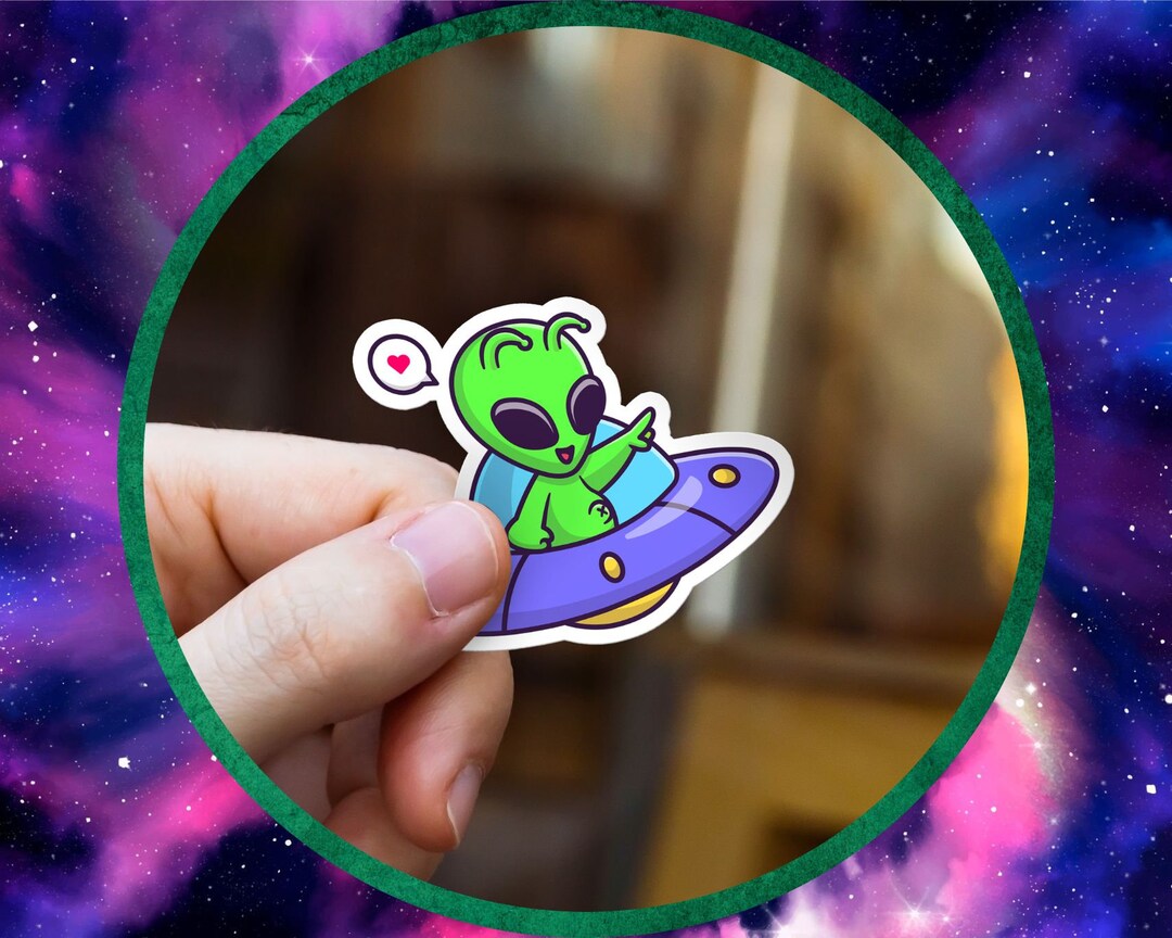 Alien Stickers Alien in Spaceship UFO Space Stickers Alien - Etsy