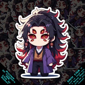 Kokushibo Sticker, Pack of 60 Chibi Demon Slayer, Kimetsu No Yaiba ...