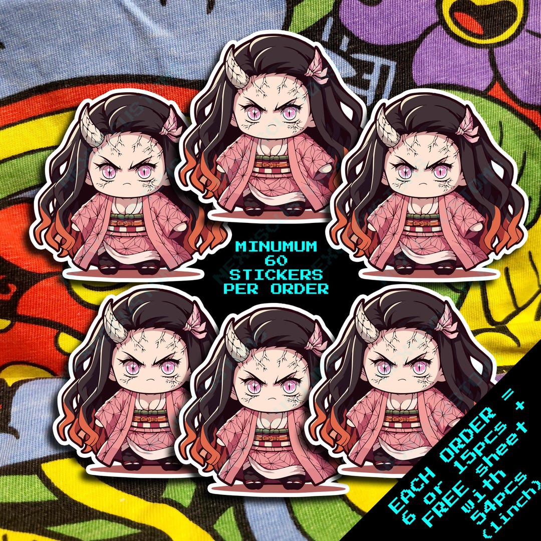 Pack of 60 Demon Slayer Nezuko Sticker, Chibi Nezuko Stickers, Kimetsu ...