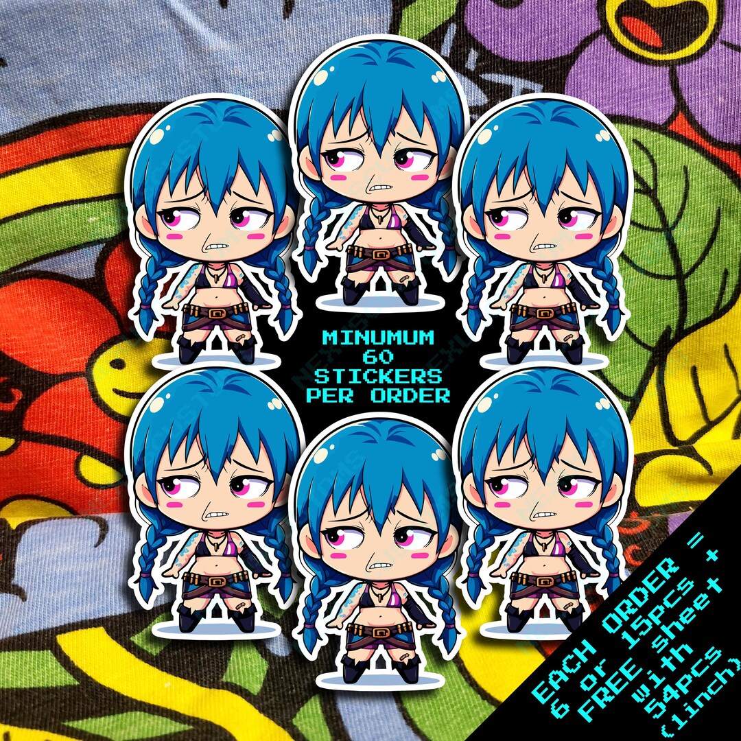 Pack of 60 Jinx Chibi Stickers, League of Legends Arcane LOL Gamer ...
