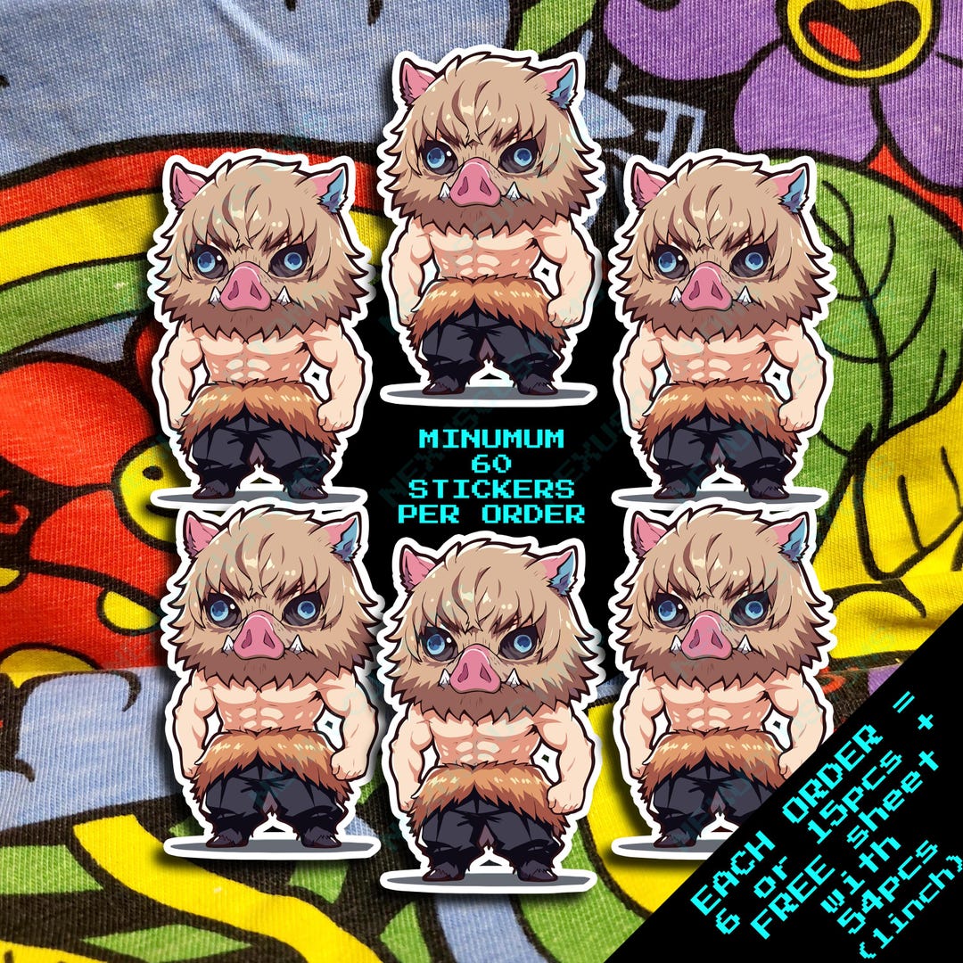 Pack of 60 Demon Slayer Inosuke Sticker, Chibi Inosuke Stickers ...