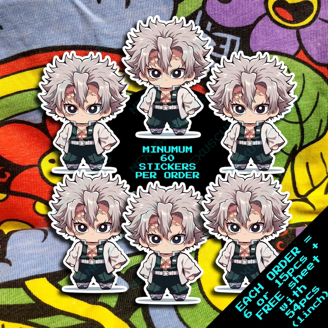 Pack of 6 Demon Slayer Sanemi Sticker, Chibi Sanemi Stickers, Kimetsu ...
