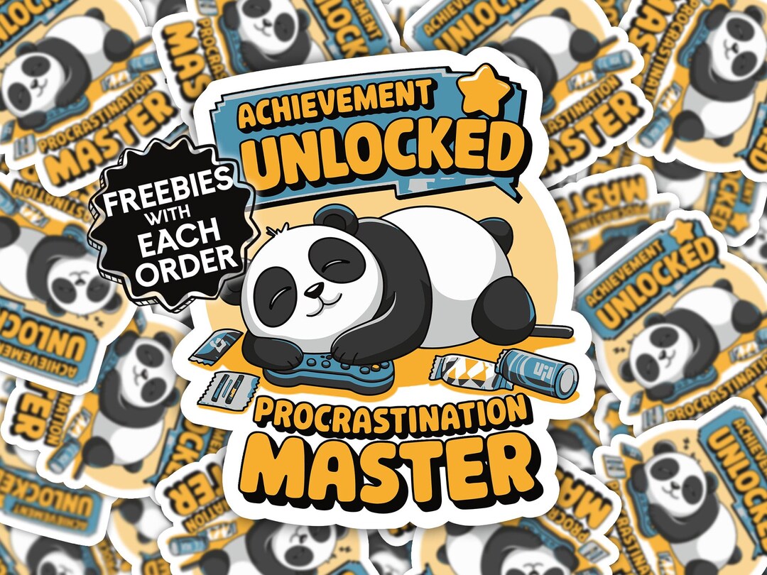 6pcs 3 Gaming Panda Sticker, Ironical Quote Vinyl Sticker, League of ...