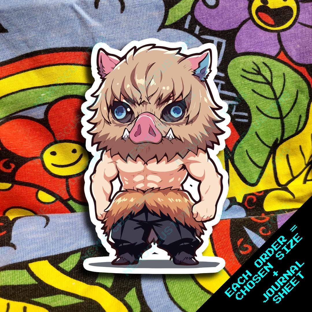 Pack of 6 Demon Slayer Inosuke Sticker, Chibi Inosuke Stickers, Kimetsu ...