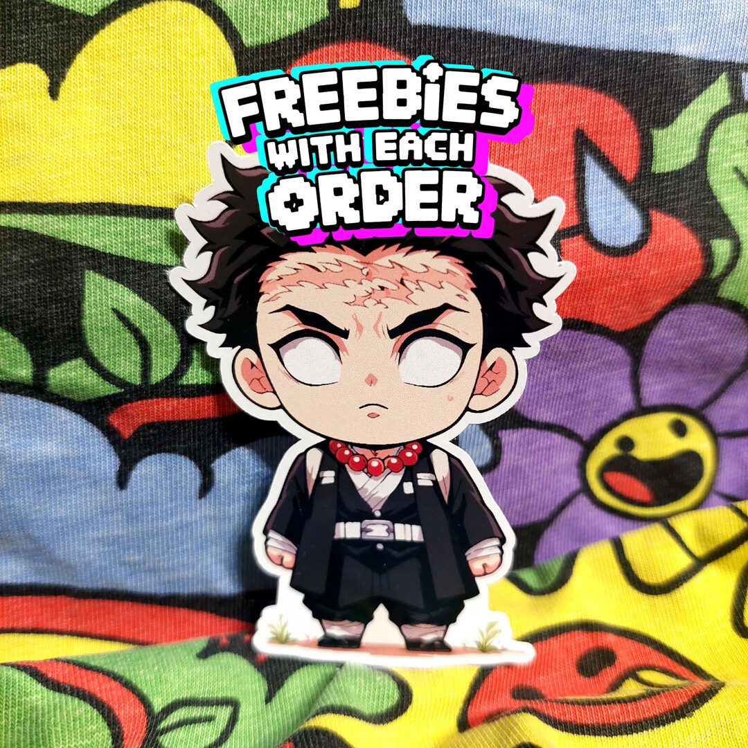 3 6pcs Demon Slayer Gyomei Sticker, Chibi Gyomei Stickers Kimetsu No ...