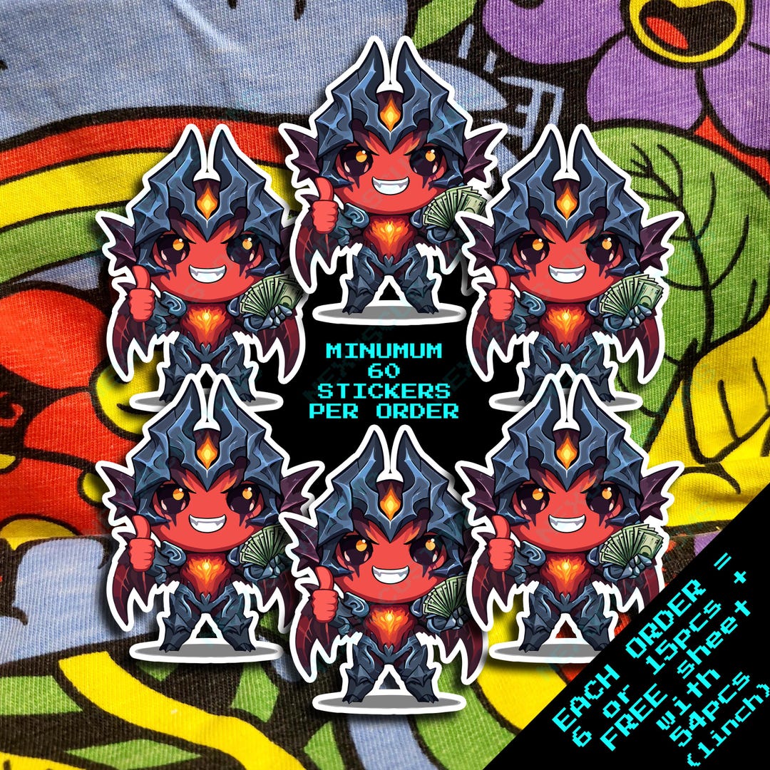 Pack of 60 Aatrox Chibi Stickers, League of Legends Chibi Stickers LOL ...
