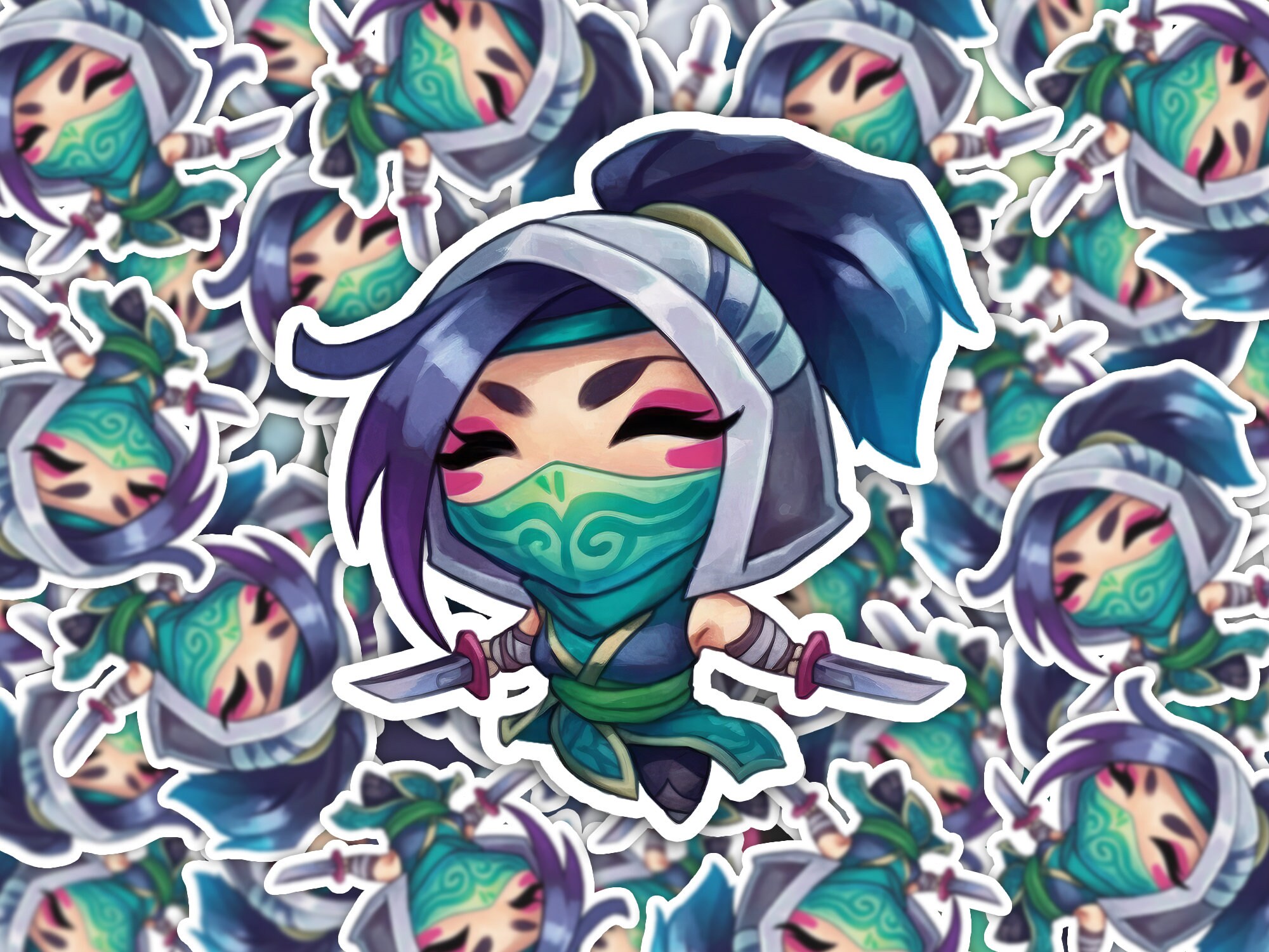 15x Chibi Akali League of Legends Vinyl Stickers Anime Style Online ...