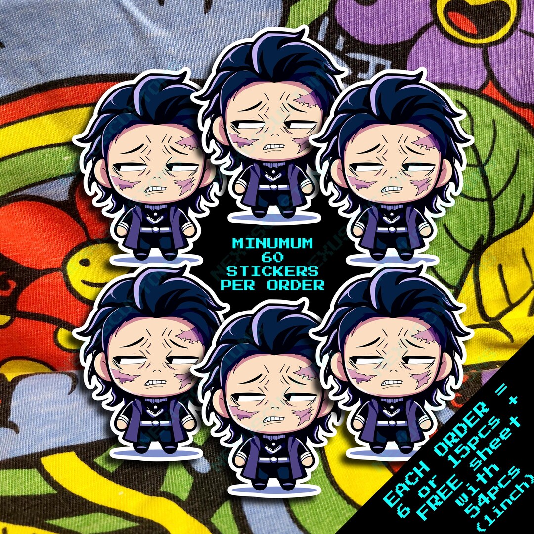 Pack of 60 Demon Slayer Genya Sticker, Chibi Genya Stickers Kimetsu No ...