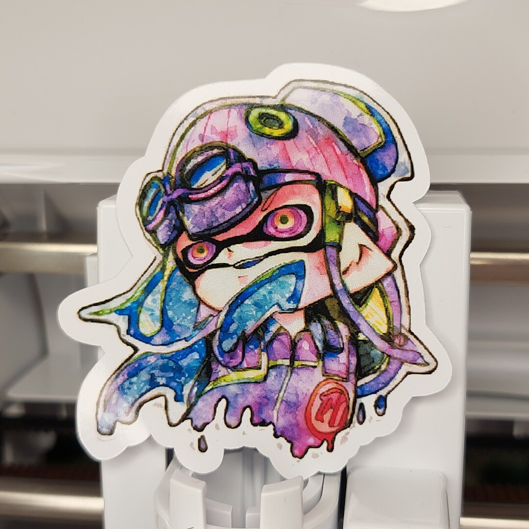 Splashy Watercolor Splatoon Fan Art Kiss Cut Sticker - Etsy