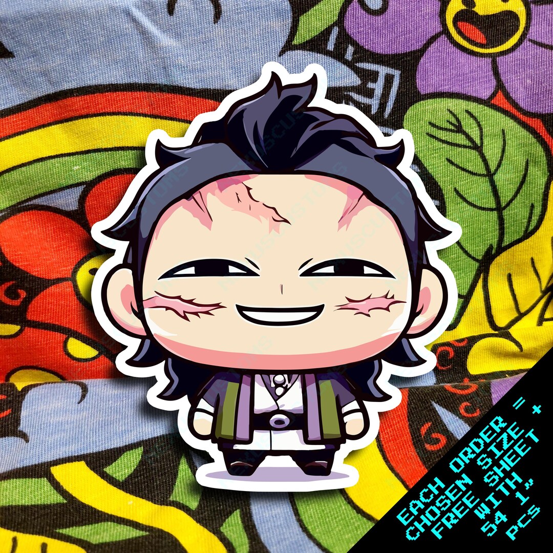 Pack of 6 Demon Slayer Genya Sticker, Chibi Genya Stickers Kimetsu No ...