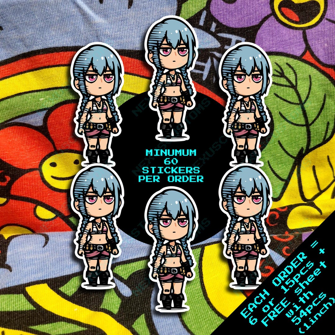 Pack of 60 Jinx Chibi Stickerss, League of Legends Arcane LOL Gamer ...