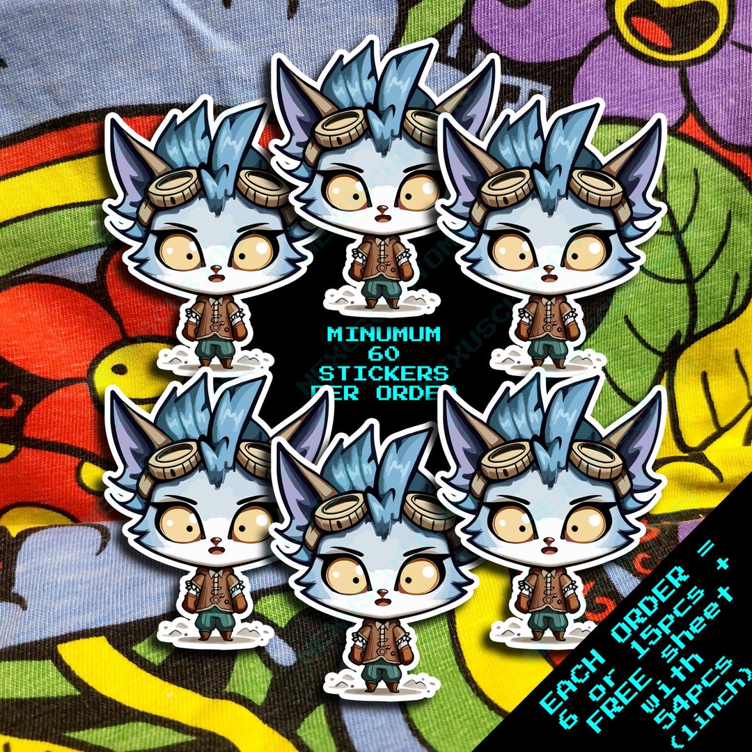 Pack of 60 Rumble Chibi Stickers, League of Legends Chibi Stickers ...