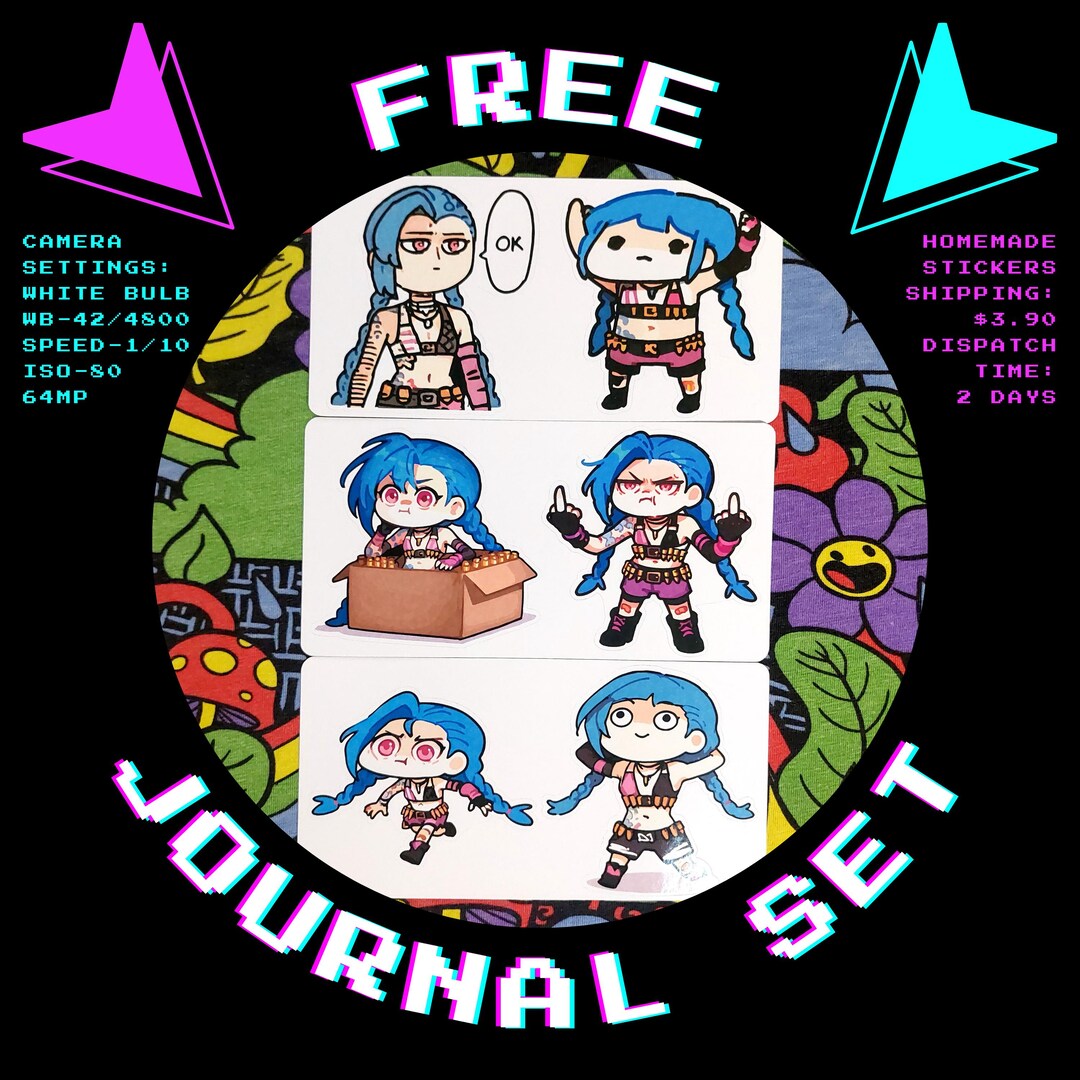 Pack of 6 Jinx Chibi Sticker Bundle League of Legends Chibi Stickers ...