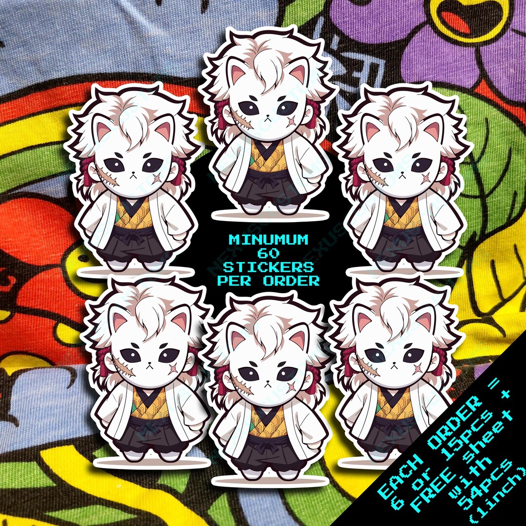 Pack of 60 Demon Slayer Sabito Sticker, Chibi Sabito Stickers, Kimetsu ...