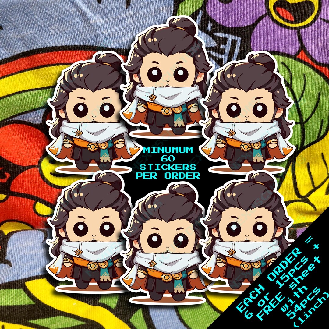 Pack of 60 Akshan Chibi Stickers, League of Legends Chibi Stickers ...