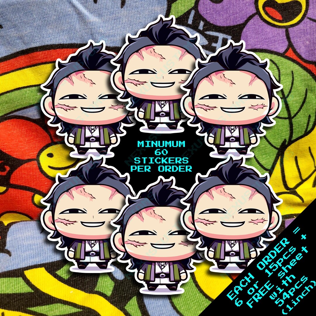Pack of 60 Demon Slayer Genya Sticker, Chibi Genya Stickers Kimetsu No ...