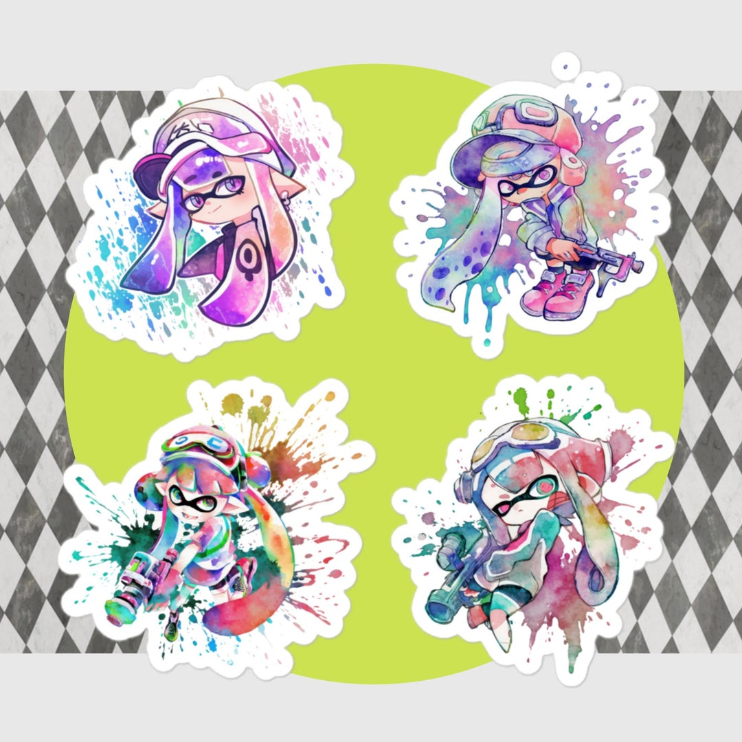 Neon Colored Watercolor Splatoon Sticker Pack Fun and Unique - Etsy