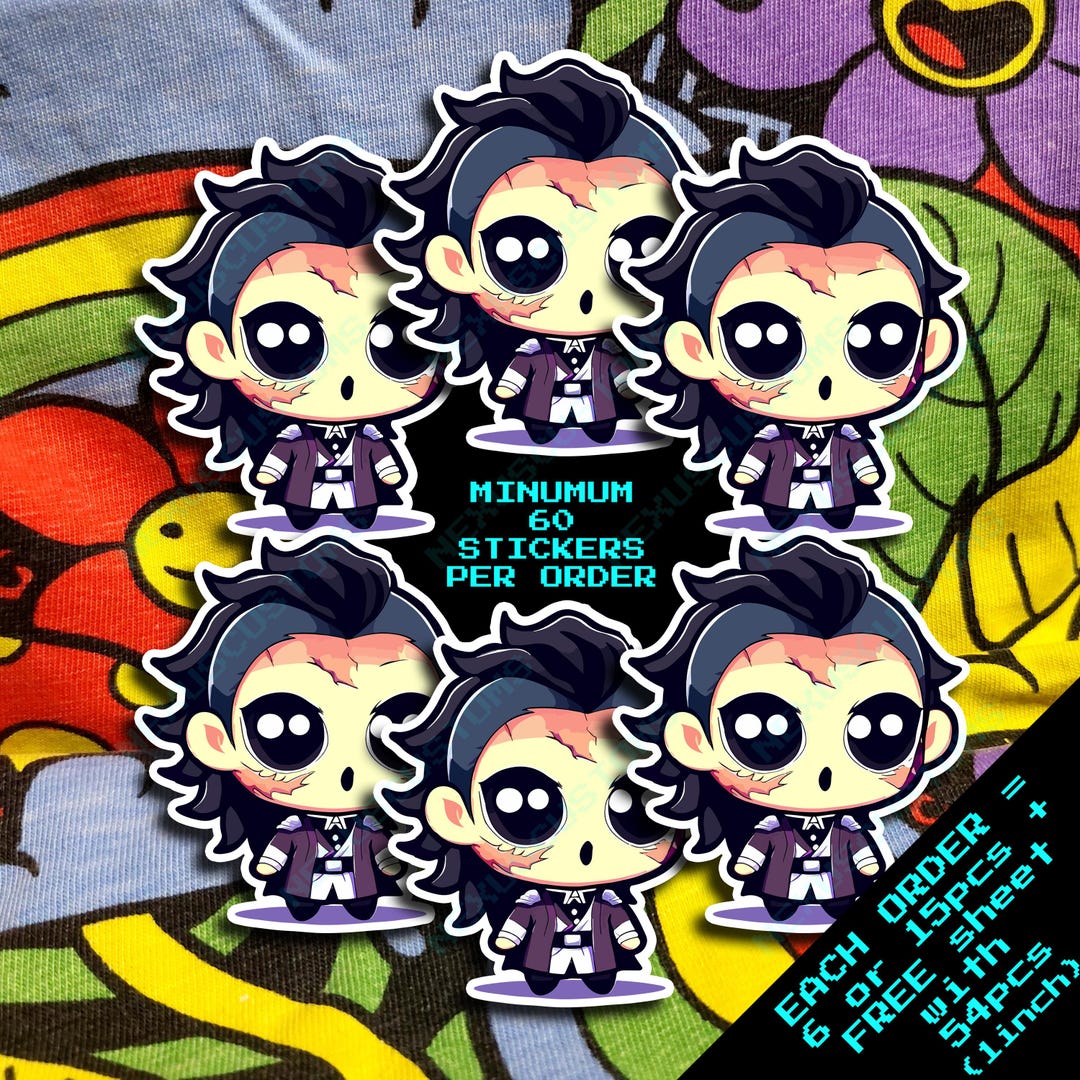 Pack of 60 Demon Slayer Genya Sticker, Chibi Genya Stickers Kimetsu No ...