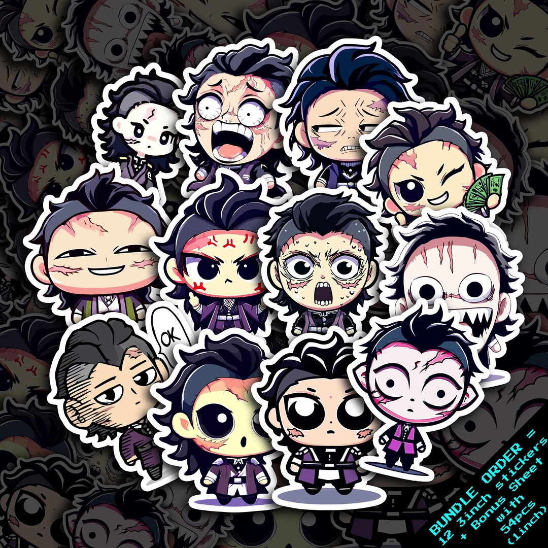 Genya Stickers Set of 60 Demon Slayer Chibi Stickers, Kimetsu No Yaiba ...