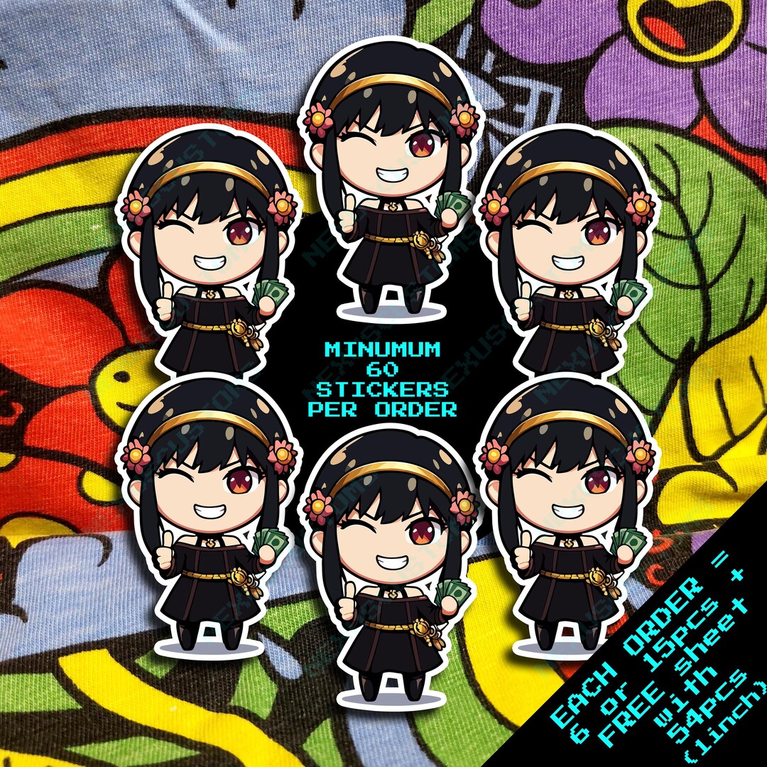 Pack of 60 Yor Forger Chibi Stickerss, Anime Spy X Family Decal, Loid ...