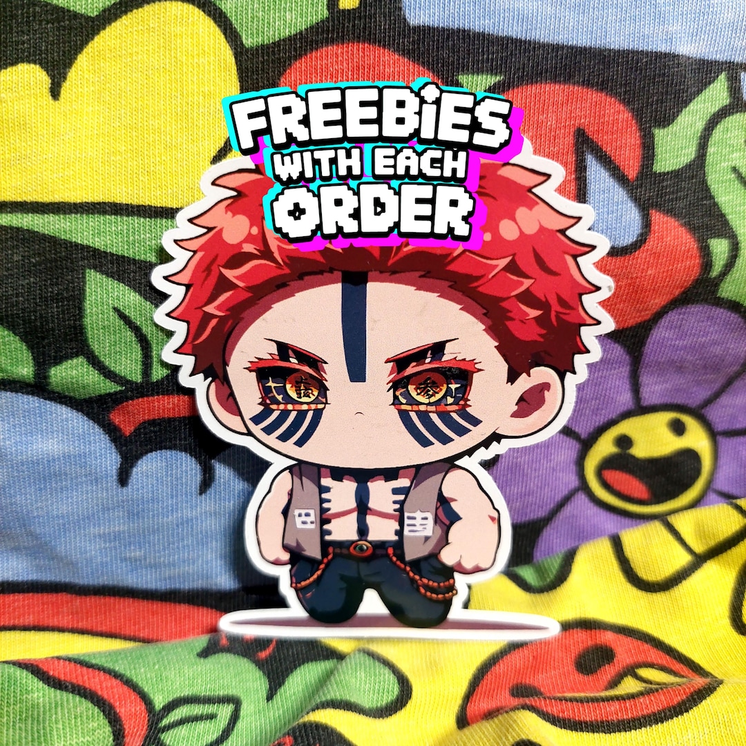 3 6pcs Demon Slayer Akaza Sticker, Chibi Akaza Stickers Kimetsu No ...