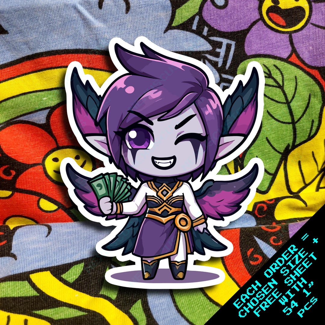 Pack of 6 Morgana Chibi Sticker League of Legends Chibi Stickers League ...