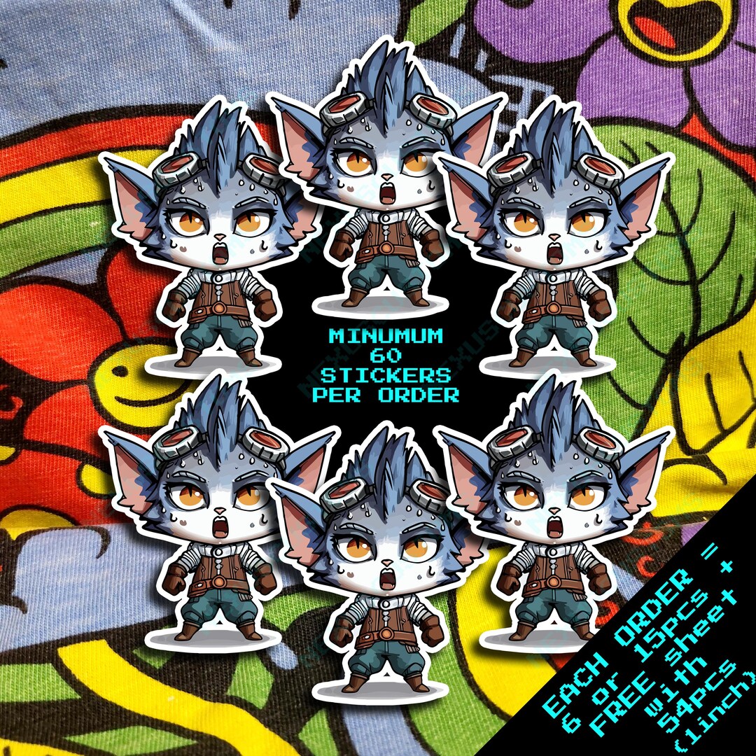 Pack of 60 Rumble Chibi Stickers, League of Legends Chibi Stickers ...