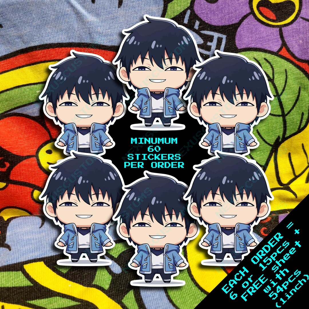 Pack of 60 Sung Jin Woo Chibi Stickers, Solo Leveling Decal, Shadow ...
