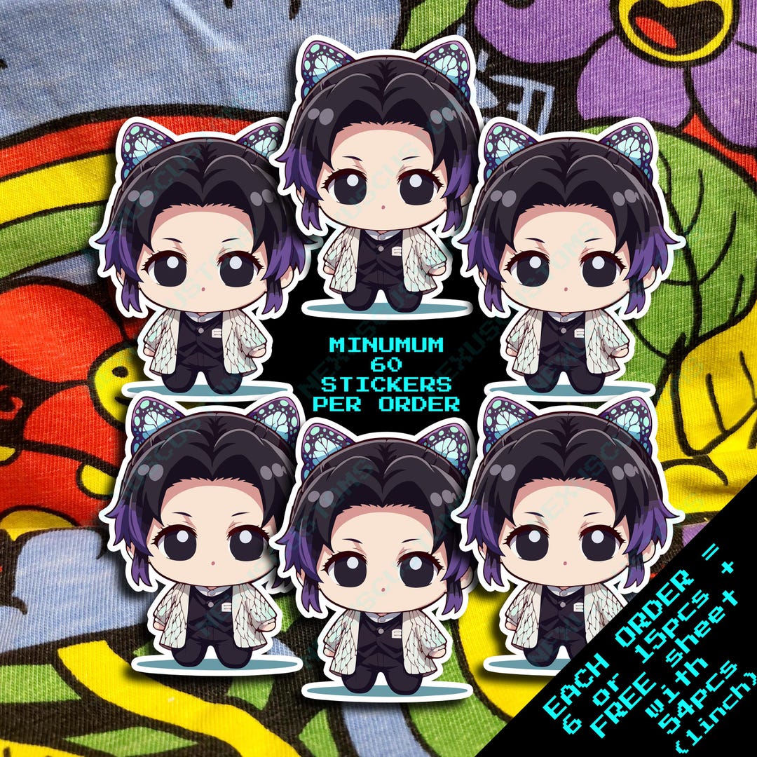 Pack of 60 Demon Slayer Shinobu Sticker, Chibi Shinobu Stickers ...